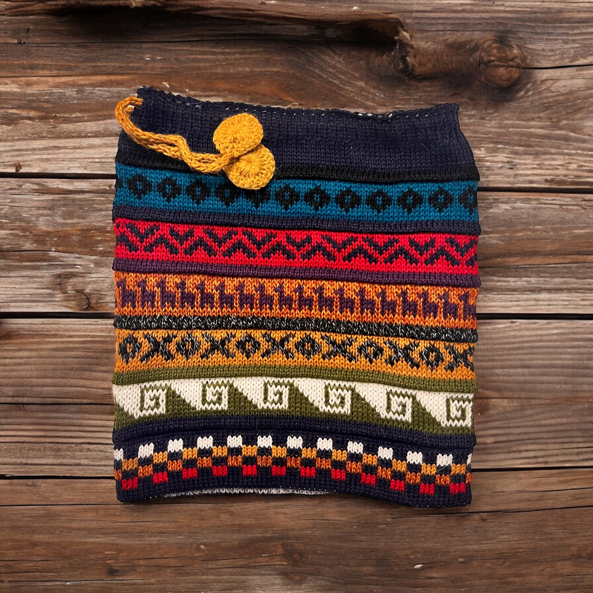 Handmade Reversible Alpaca Gator Beanie by Peruvian Accent.