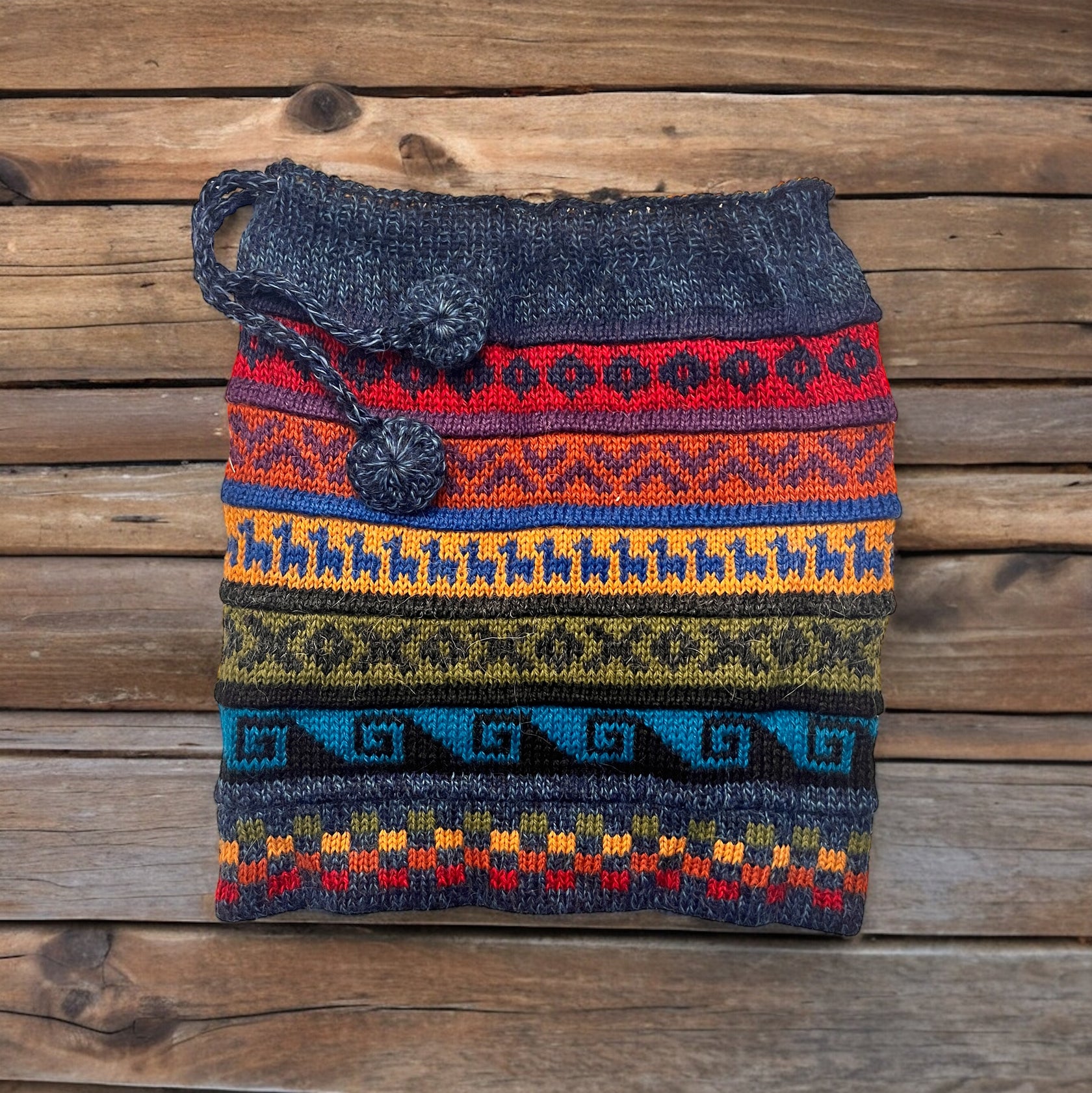 Handmade Reversible Alpaca Gator Beanie by Peruvian Accent.