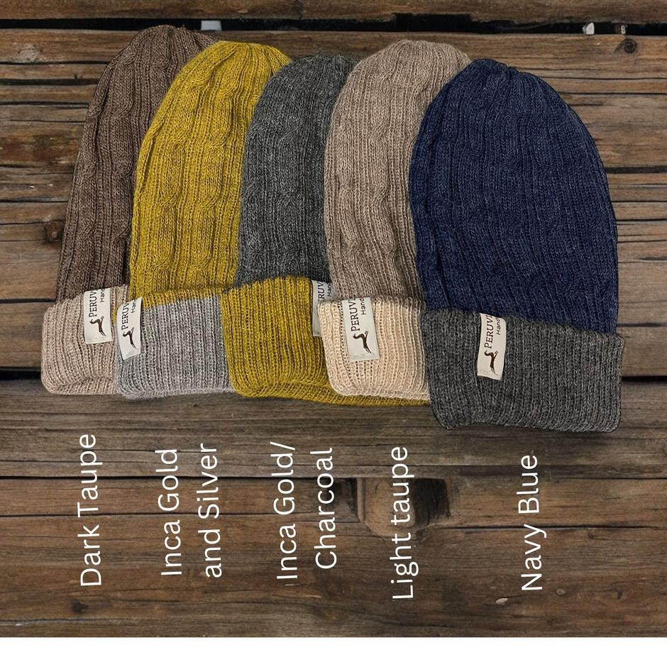 Luxury Alpaca beanies handmade in the Andes of Peru by Peruvian Accent