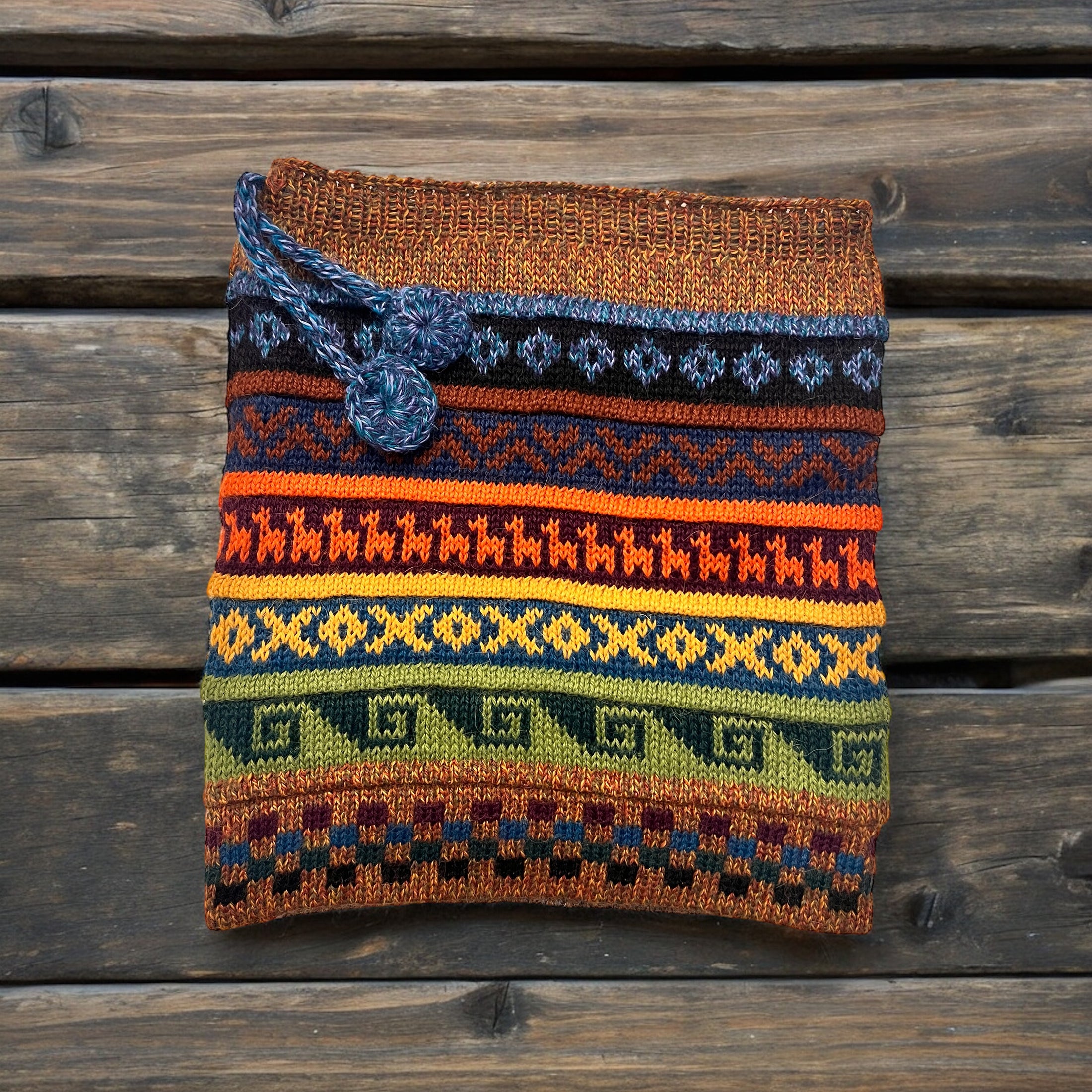 Handmade Reversible Alpaca Gator Beanie by Peruvian Accent.