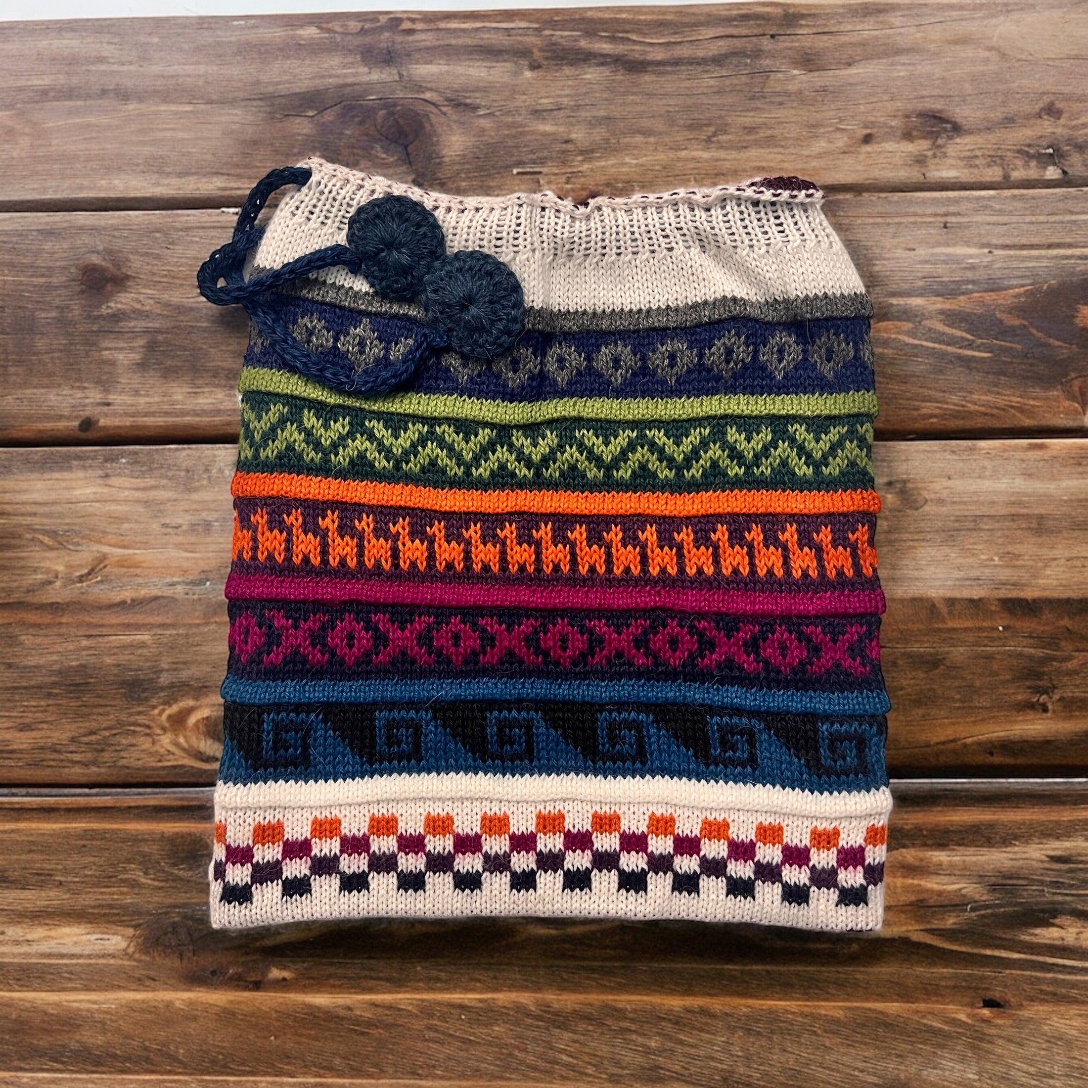 Handmade Reversible Alpaca Gator Beanie by Peruvian Accent.