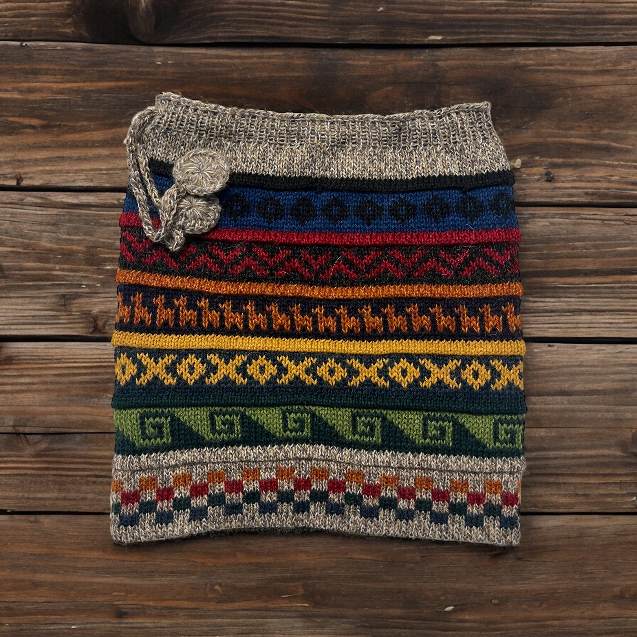 Handmade Reversible Alpaca Gator Beanie by Peruvian Accent.