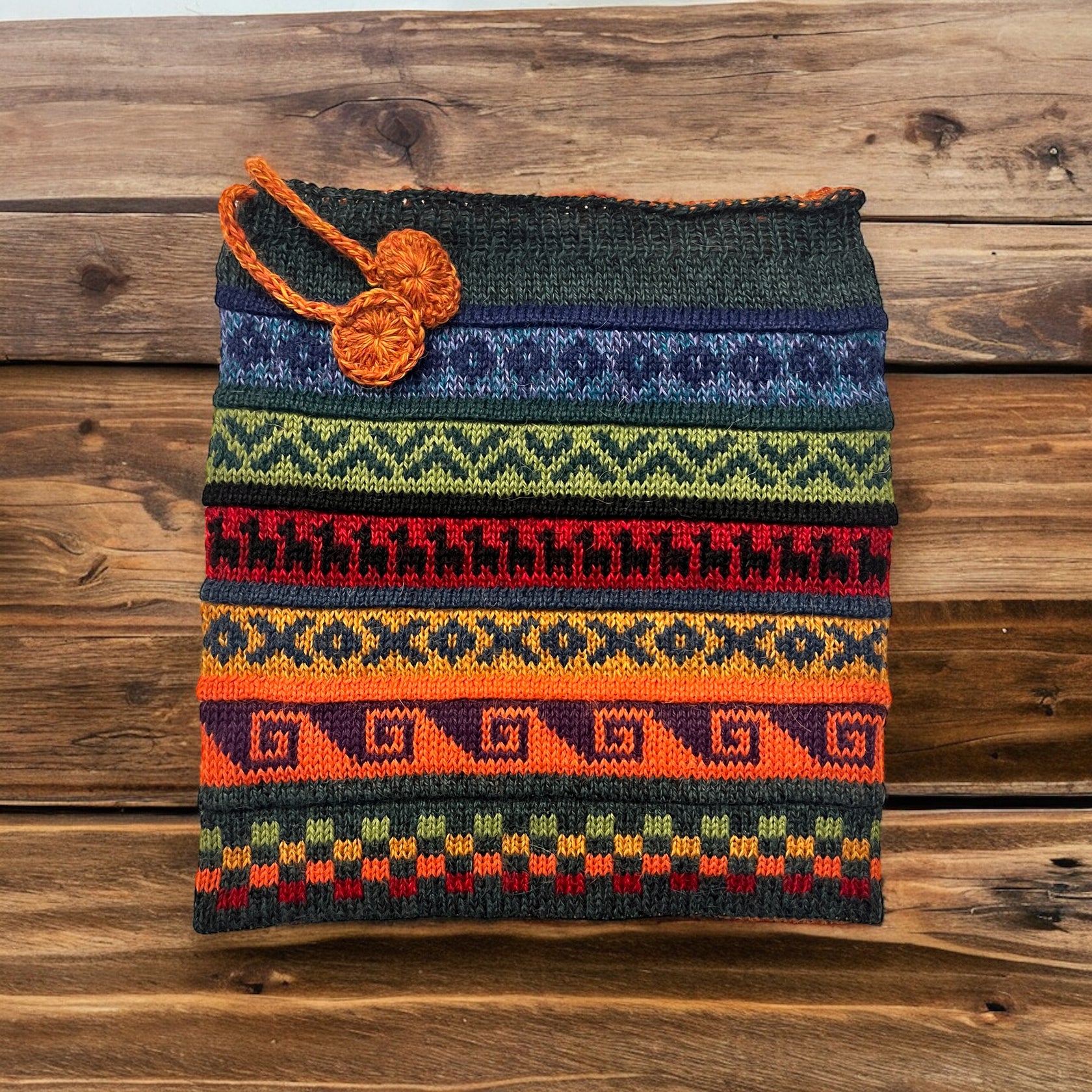 Handmade Reversible Alpaca Gator Beanie by Peruvian Accent.