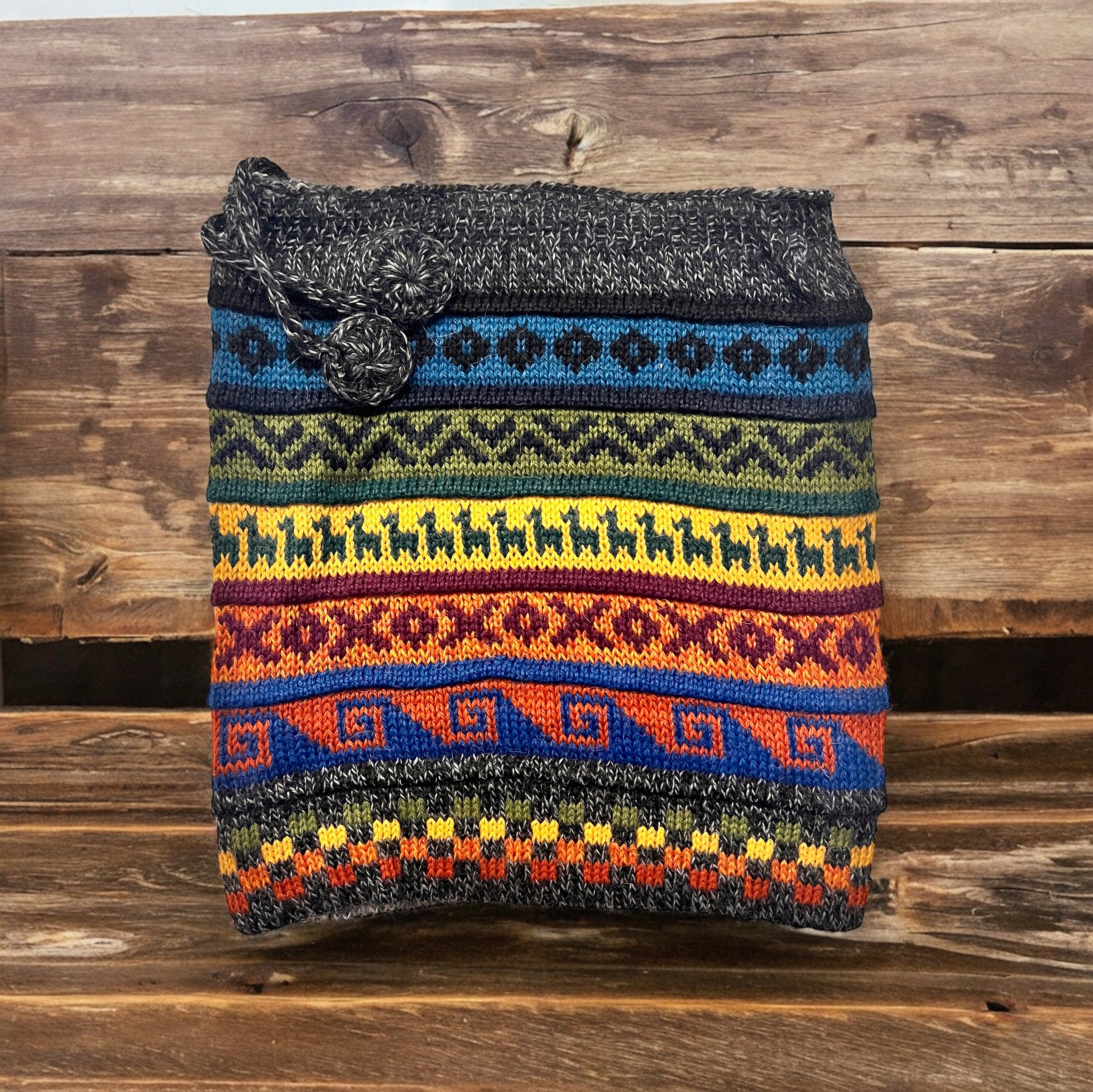 Handmade Reversible Alpaca Gator Beanie by Peruvian Accent.