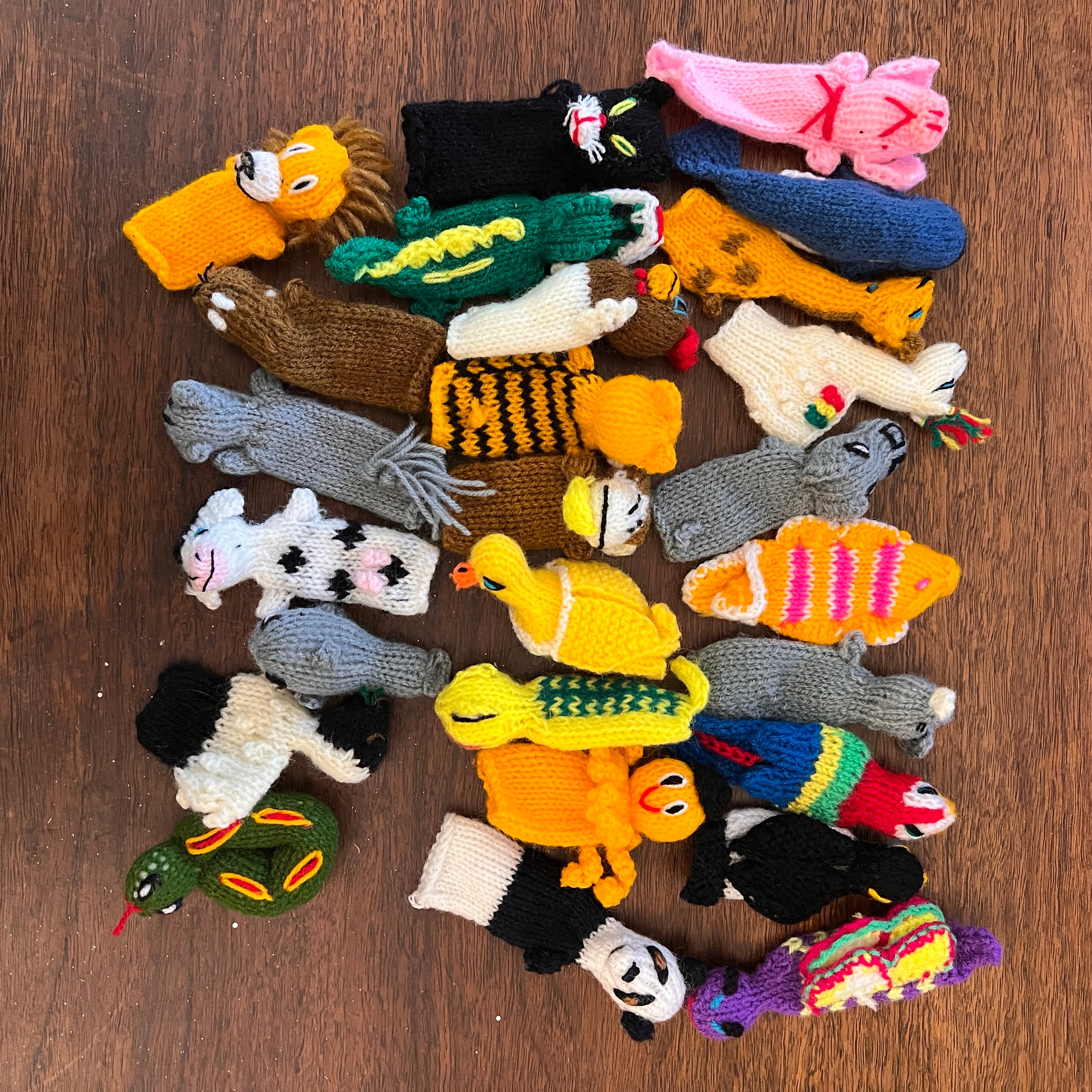Hand Knit finger puppets – Peruvian Accent