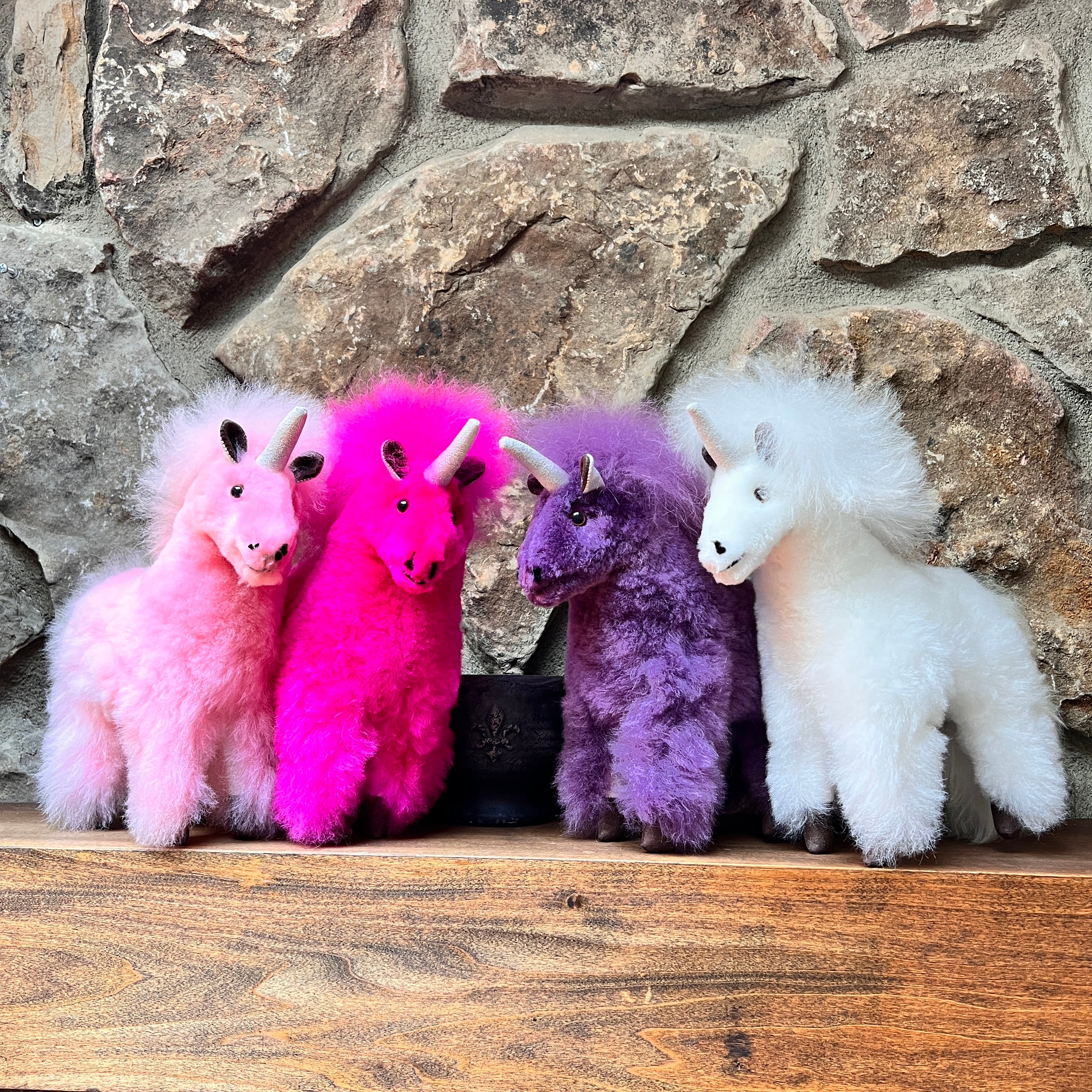 Large handmade baby Alpaca Fur UNICORN – Peruvian Accent